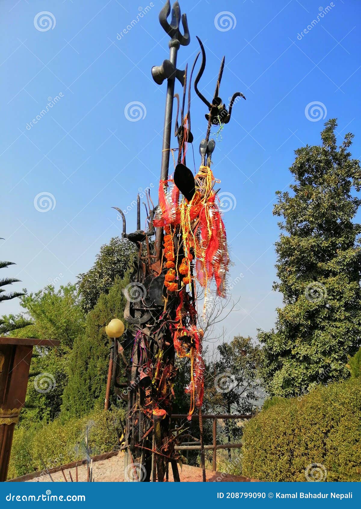 Trishul of lord Shiva stock photo. Image of bhaktapur - 208799090