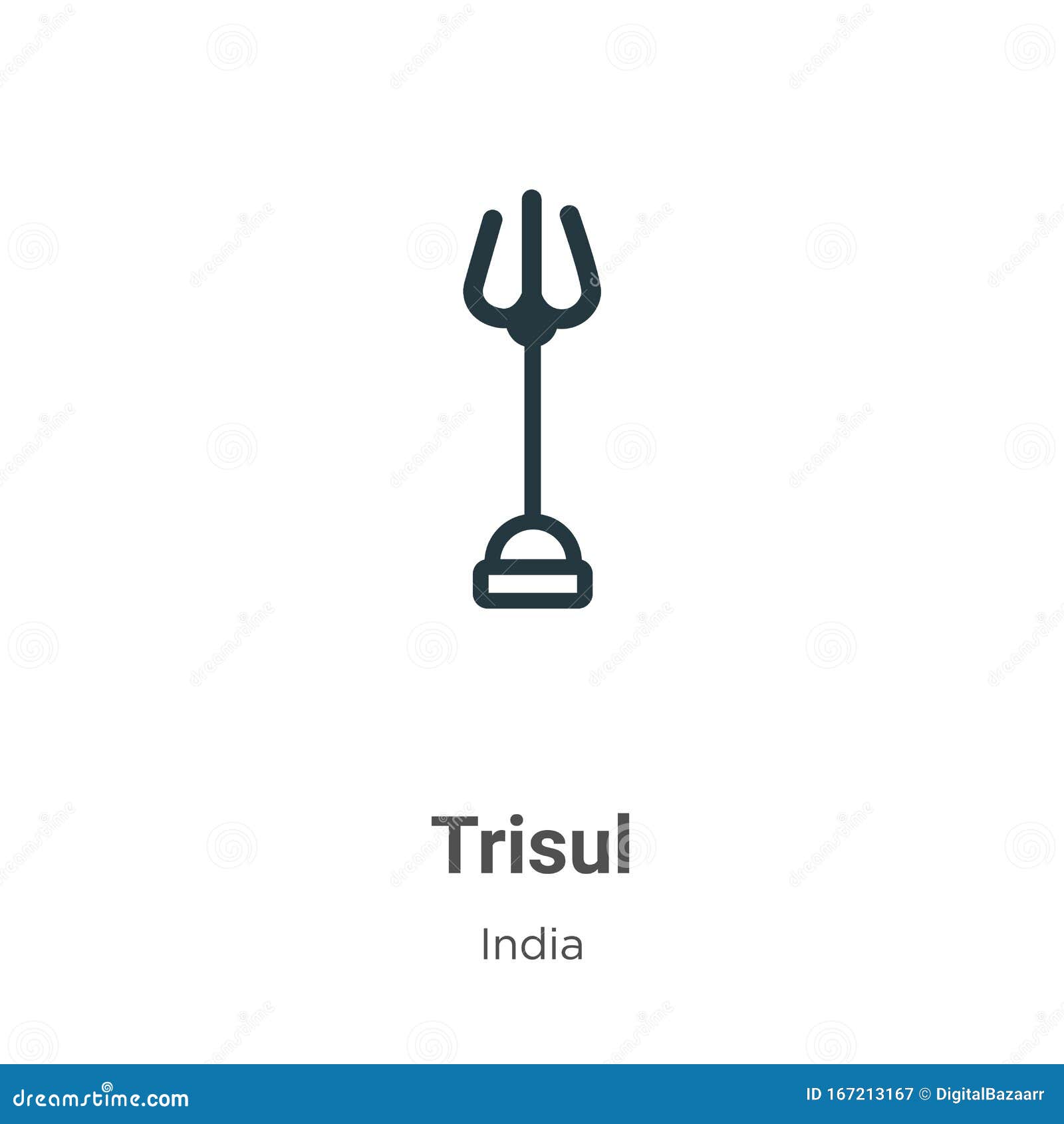Trisul Outline Vector Icon. Thin Line Black Trisul Icon, Flat Vector ...