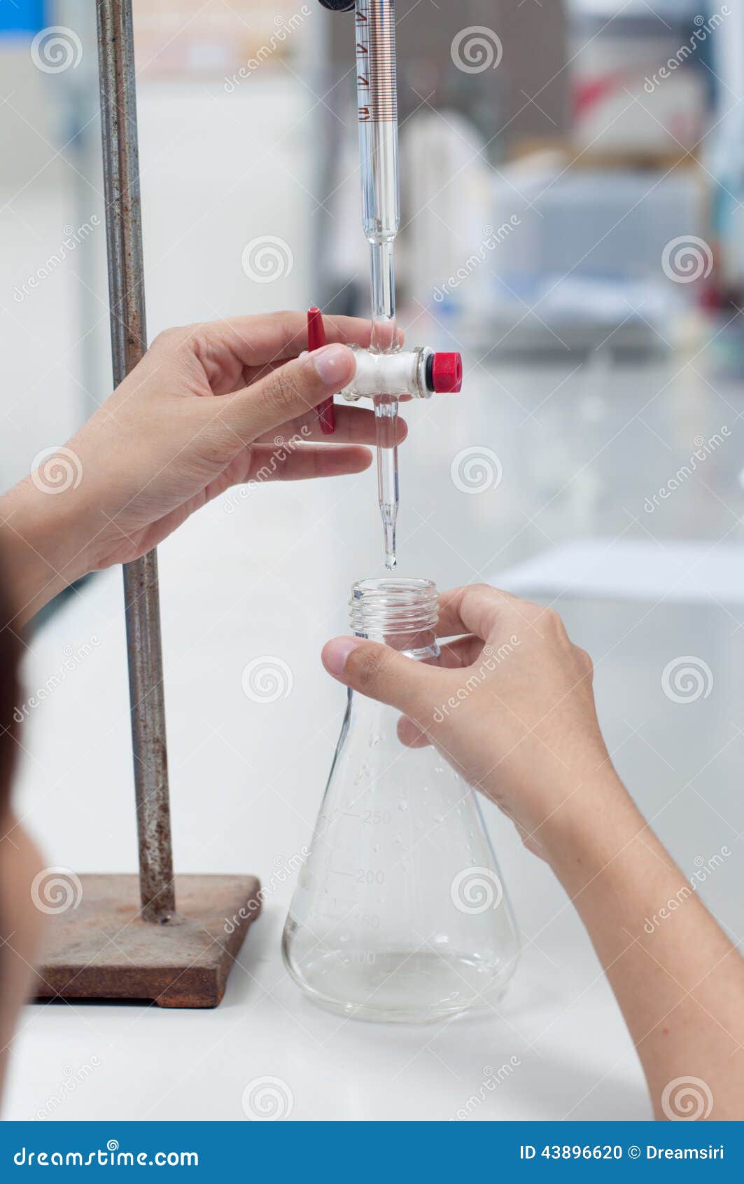 Tritration in Laboratory stock photo. Image of burette - 43896620