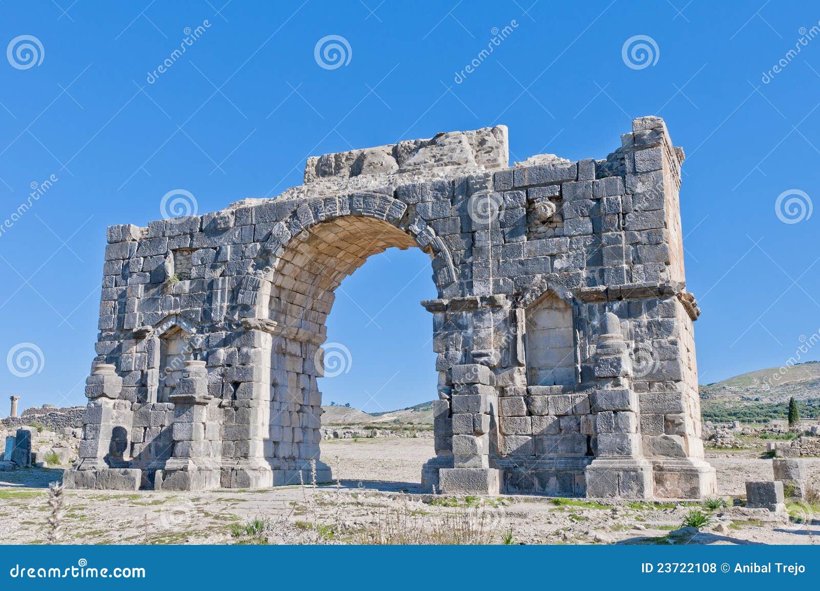 Triumph Arch Located at Volubilis, Morocco Stock Photo - Image of ...