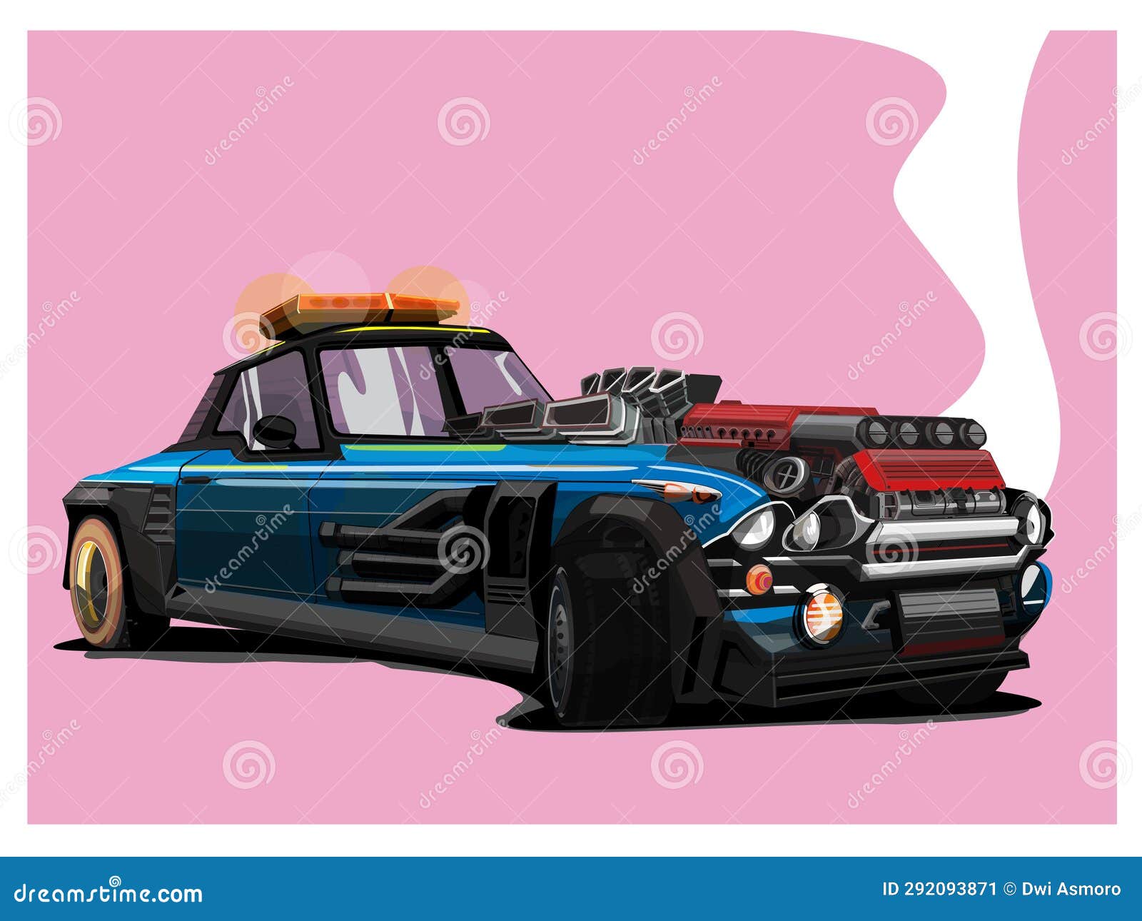 Customized Car with a Mighty Engine Stock Vector - Illustration of ...