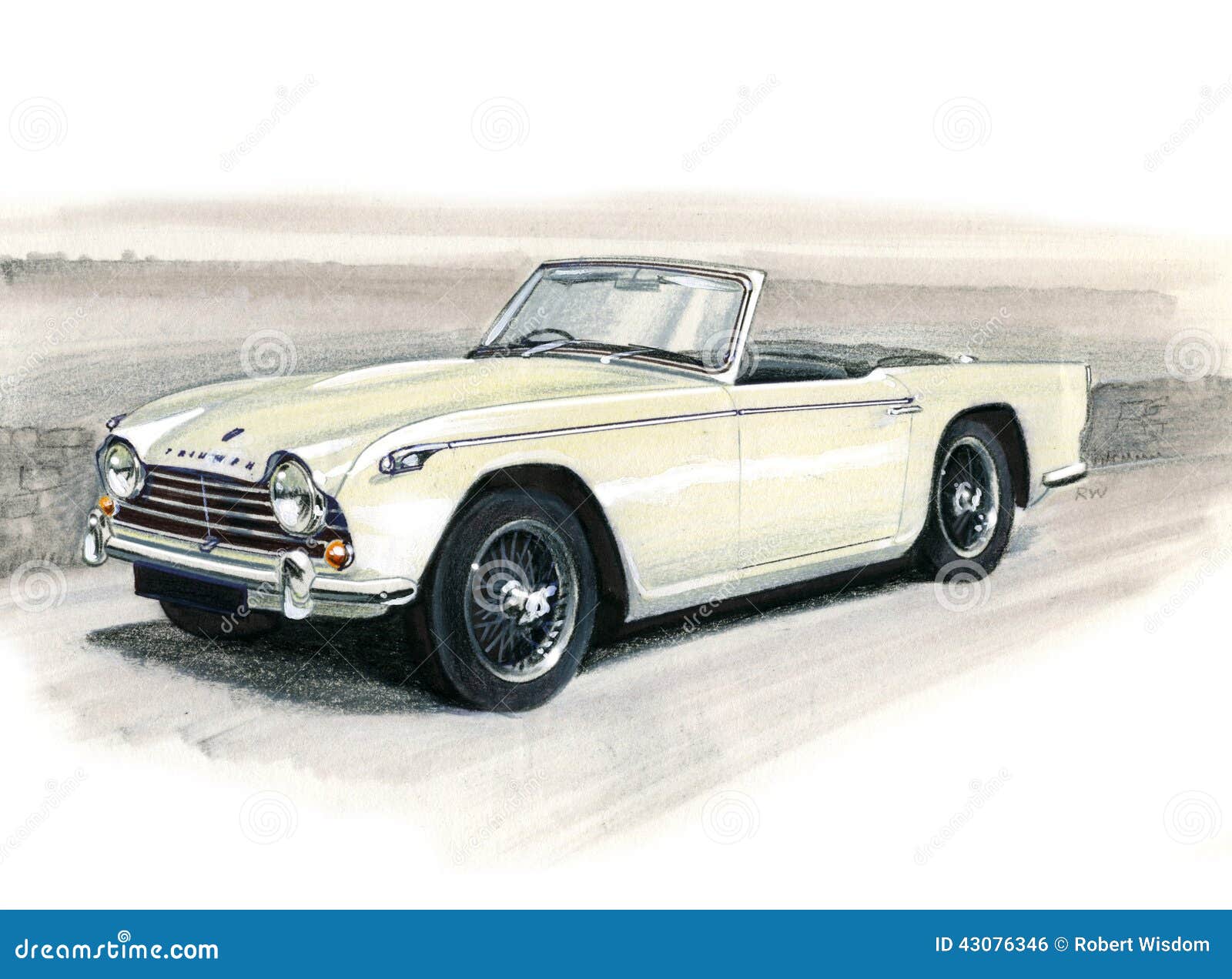 Triumph TR4 editorial photo. Illustration of sketch, hood - 43076346