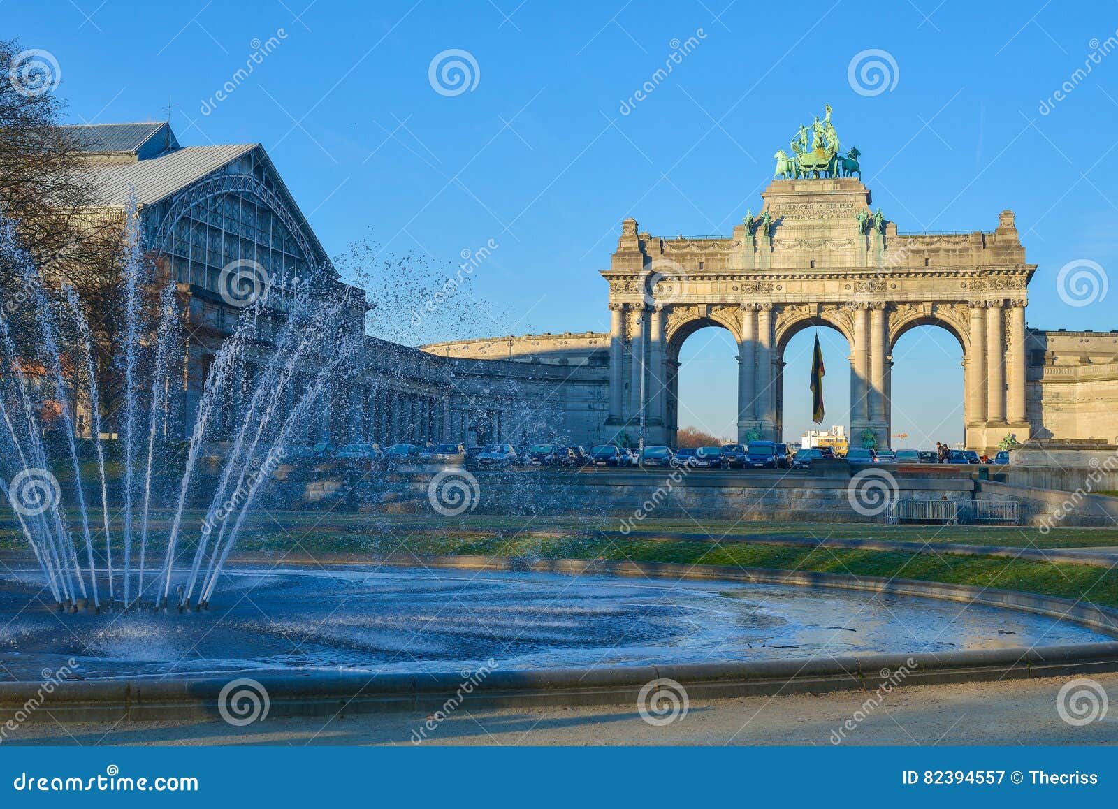 The Triumphal Arch in Cinquantenaire Parc in Brussels, Belgium ...
