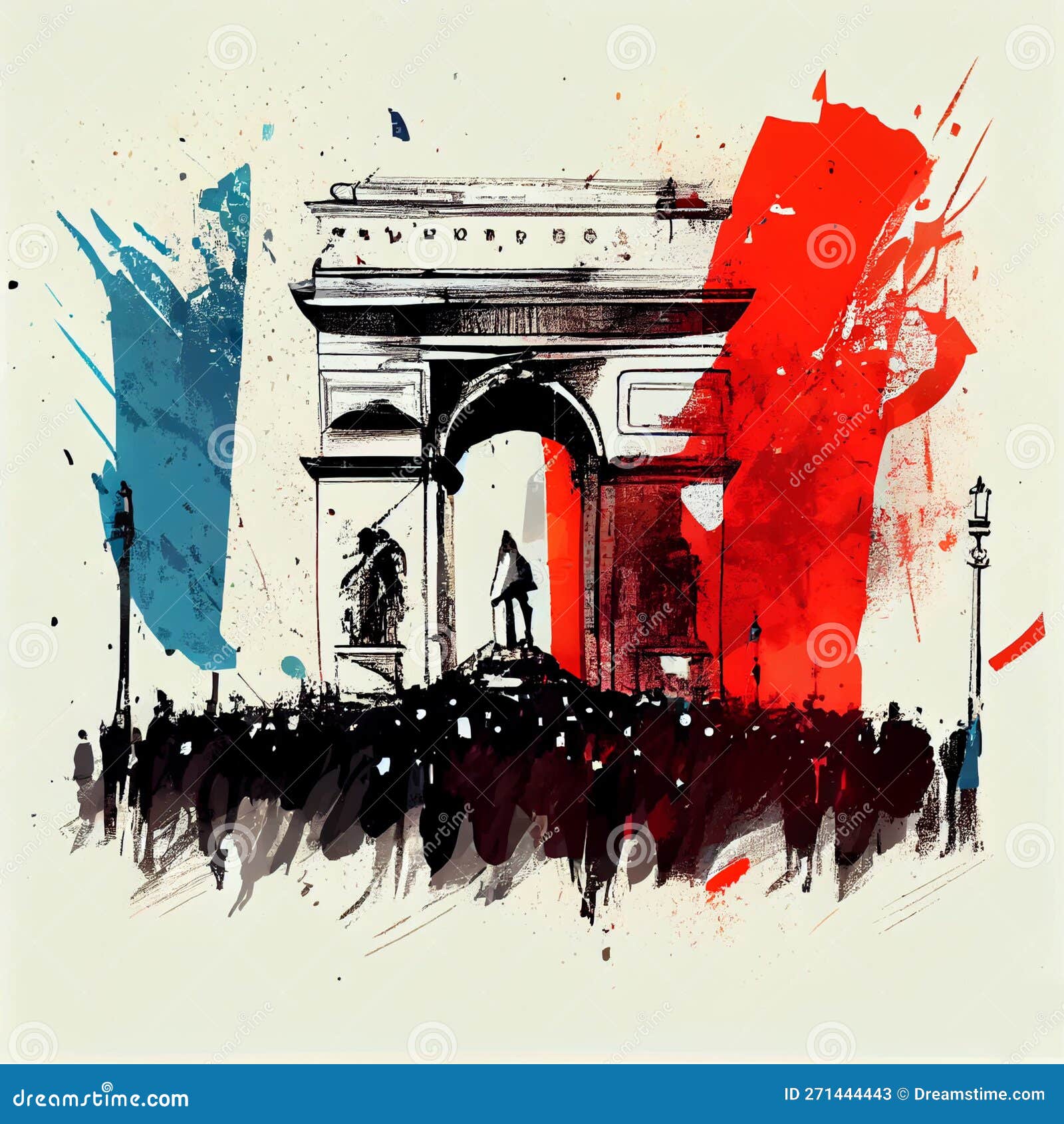 Triumphal Arch Illustration. Colorful National Country French Flag. AI ... Triumphal Arch Illustration. Colorful National Country French Flag. AI ...