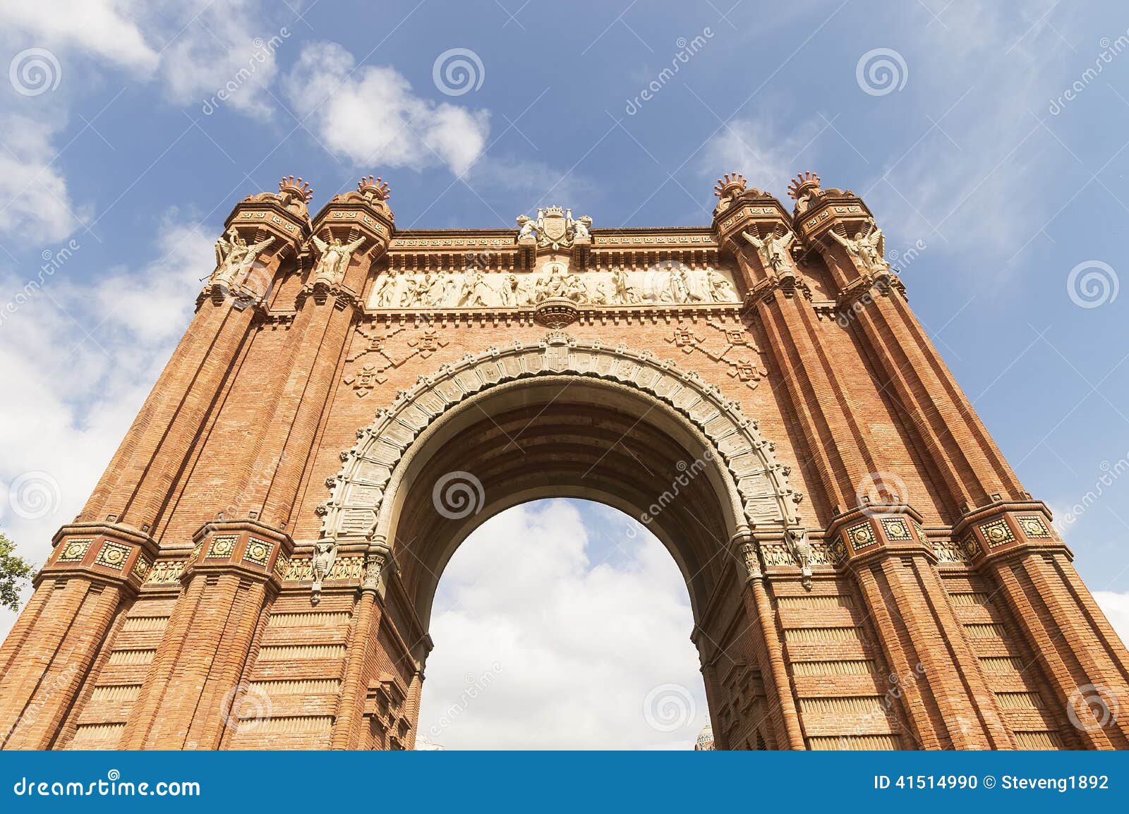 Triumphal Arch Made of Brick. Barcelona Stock Photo - Image of ...