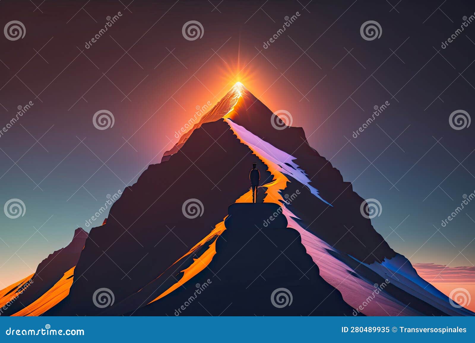 Triumphant Person Mountain Background Generative AI Stock Illustration ...