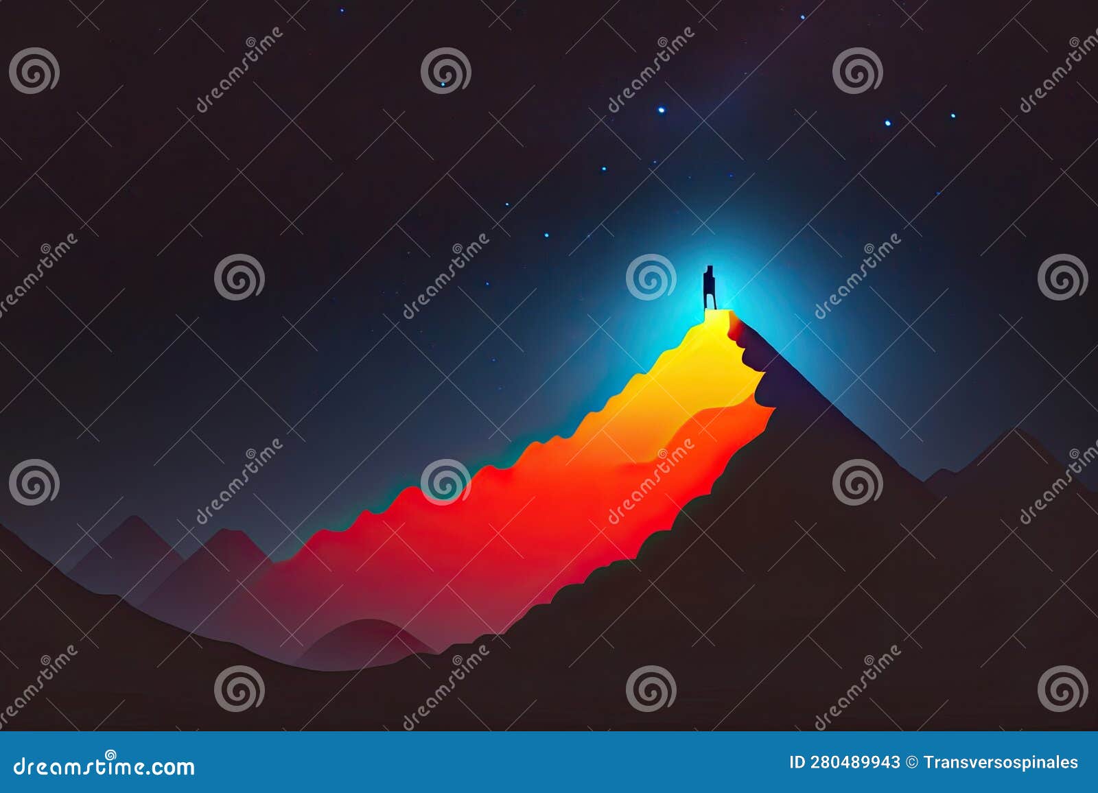 Triumphant Person Mountain Background Generative AI Stock Illustration ...