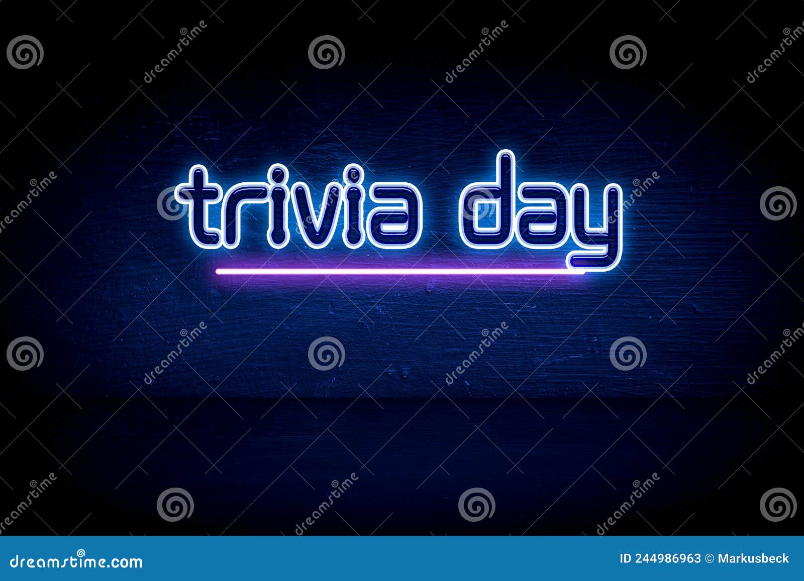 Trivia Day - Blue Neon Announcement Signboard Stock Illustration ...
