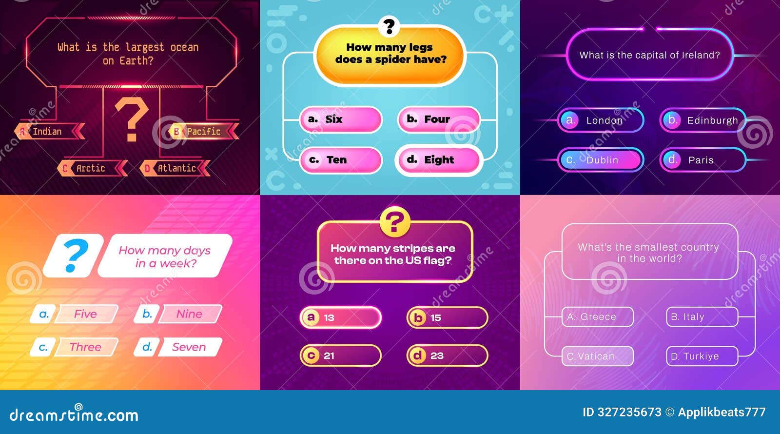 Trivia Game Ui. Question and Answer Template for Quiz Show, Multiple ...