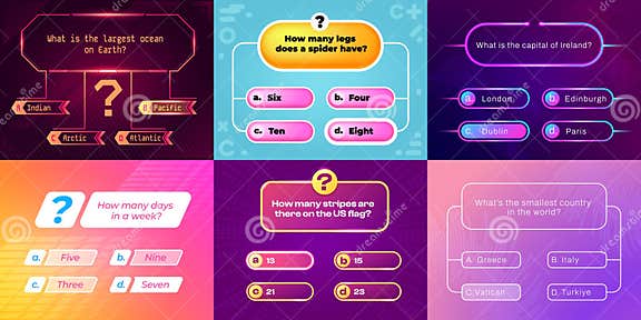 Trivia Game Ui. Question and Answer Template for Quiz Show, Multiple ...