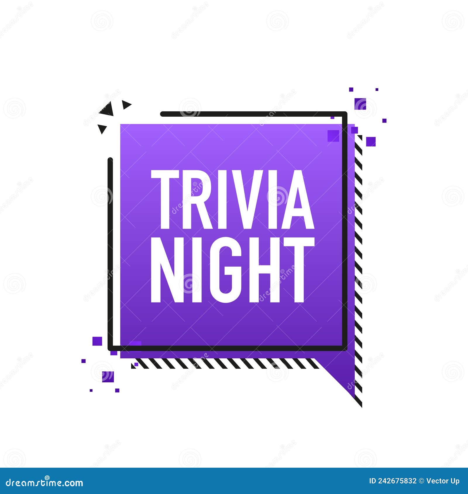 Trivia Night Banner in Flat Style on White Background. Vector ...