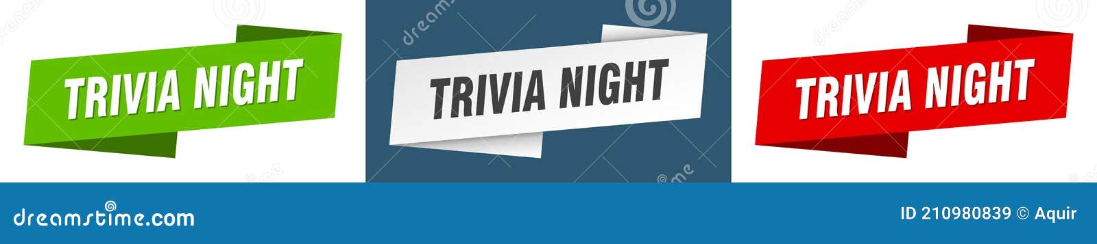 Trivia Night Banner. Trivia Night Ribbon Label Sign Set Stock Vector ...