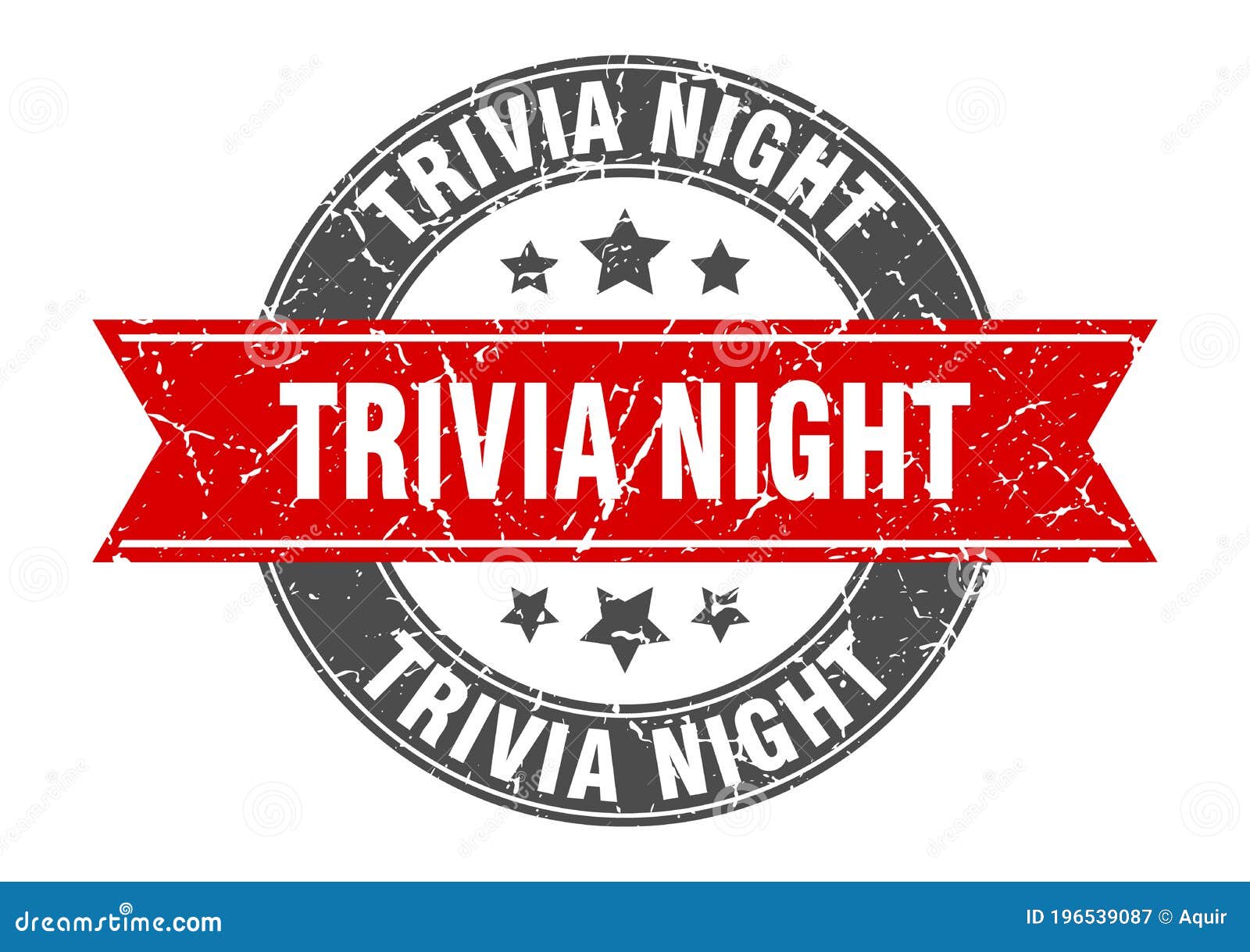 Trivia Night Round Stamp with Ribbon. Label Sign Stock Vector ...