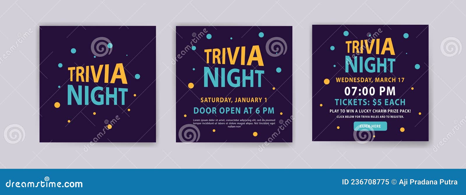 Trivia Night. Vector Poster and Social Media Post Template Stock Vector ...