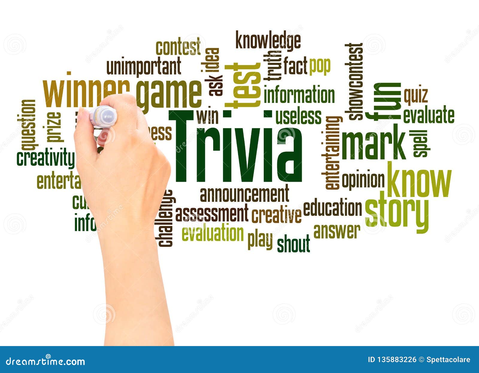 Trivia Word Cloud Hand Writing Concept Stock Photo - Image of quiz ...