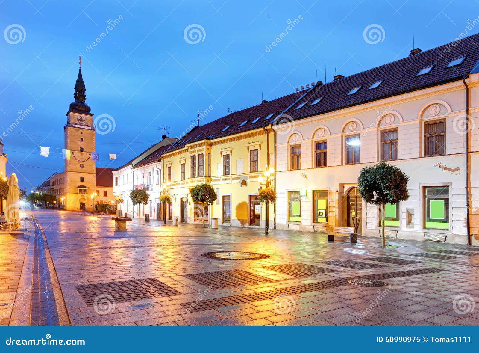 Trnava Street With Tower, Slovakia Stock Photo - Image: 60990975