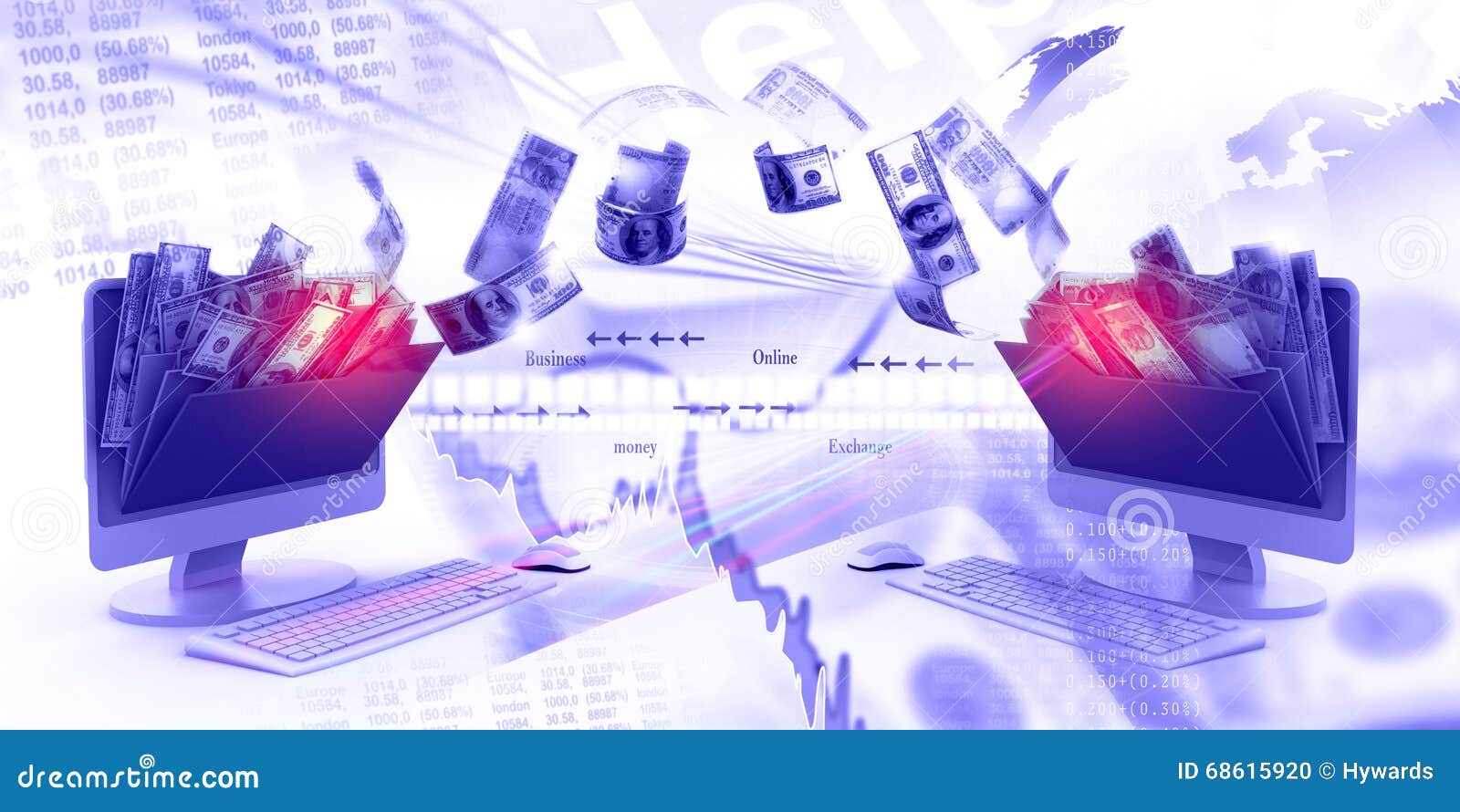 Troca de dinheiro em linha ilustração stock. Ilustração de moderno ...
