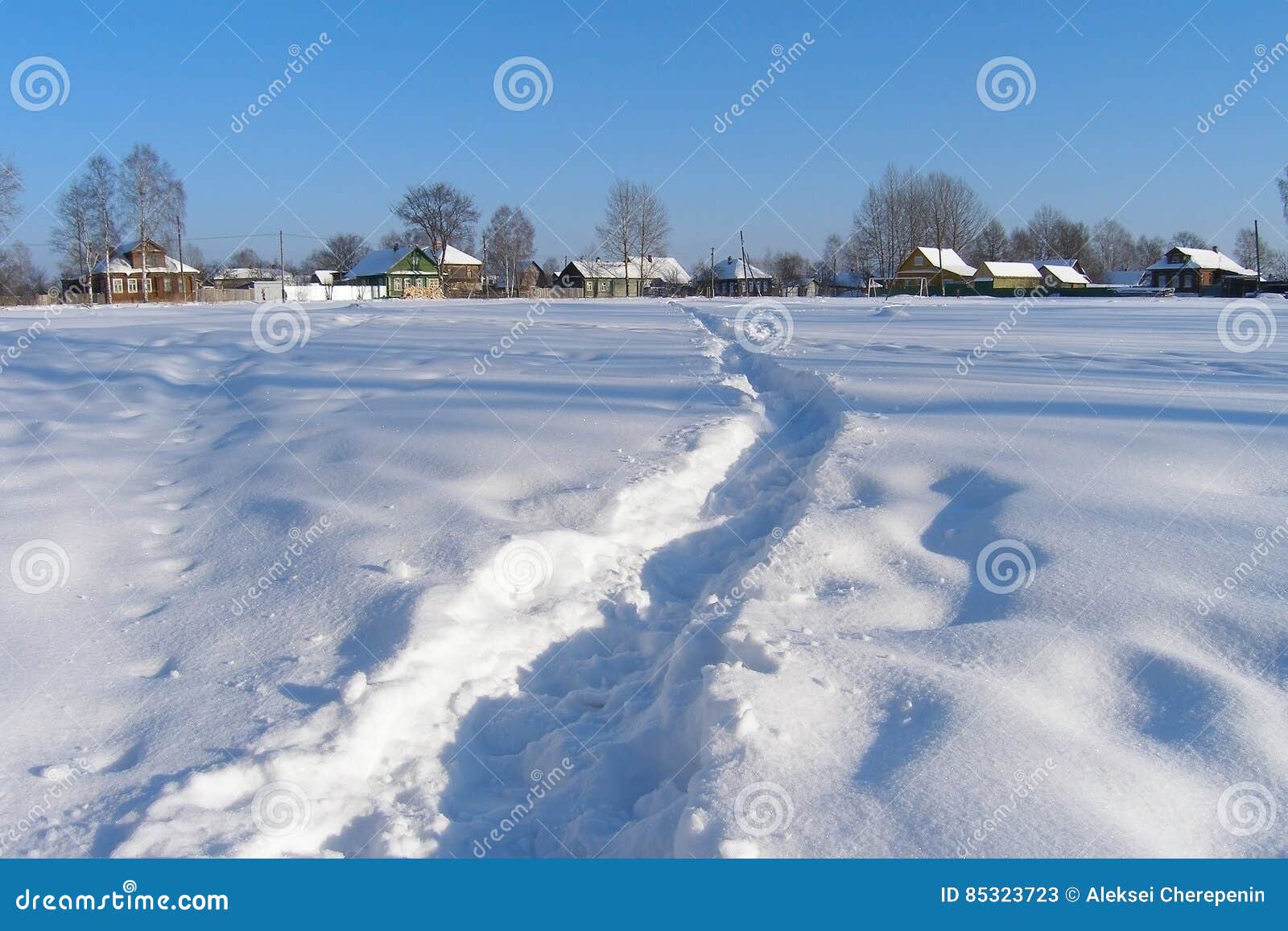 Trodden Path in the Snow To the Village, Russia Stock Image - Image of ...