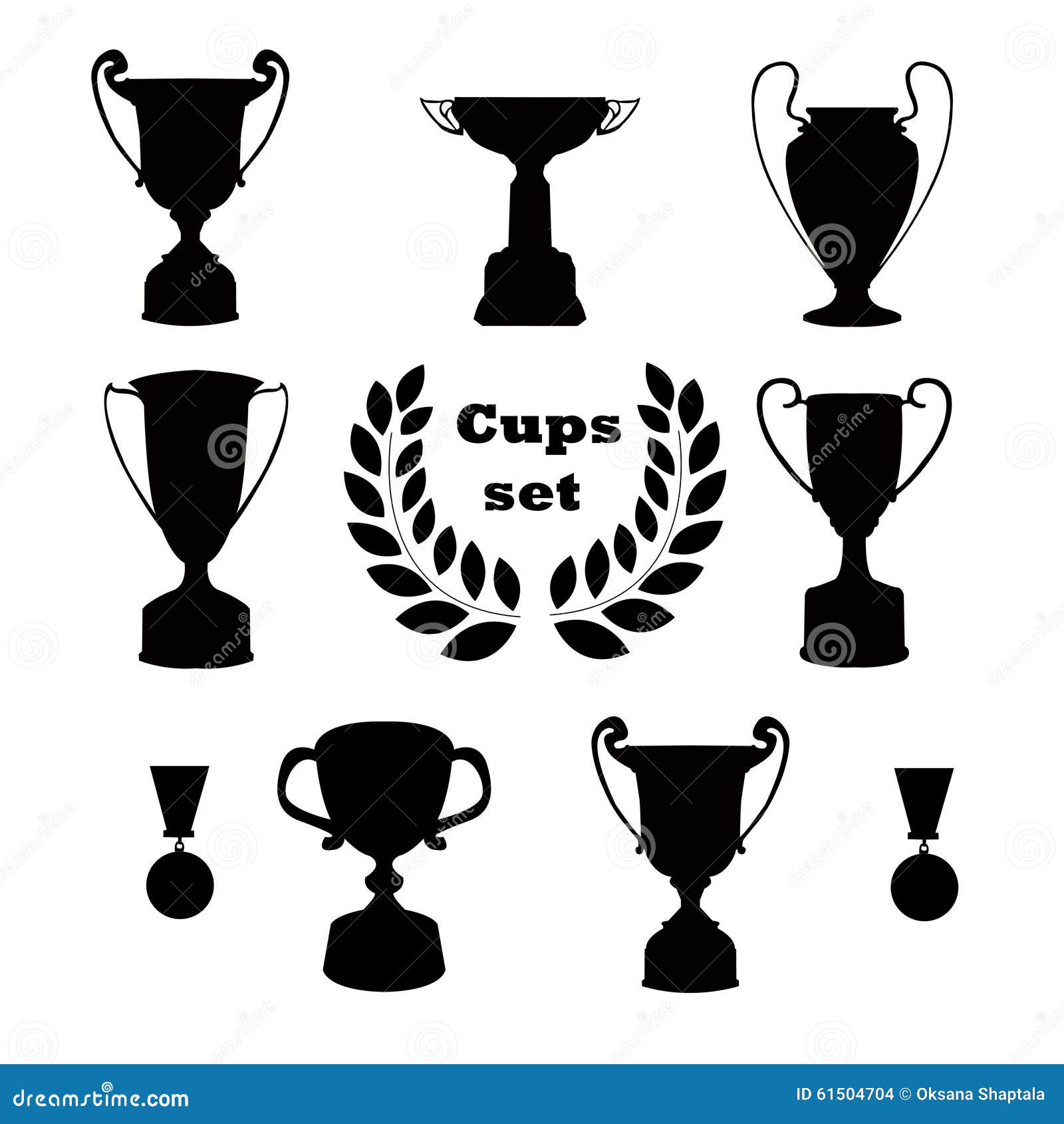 Trofeeën, Reeks Silhouetten Vector Illustratie - Illustration of trofee ...