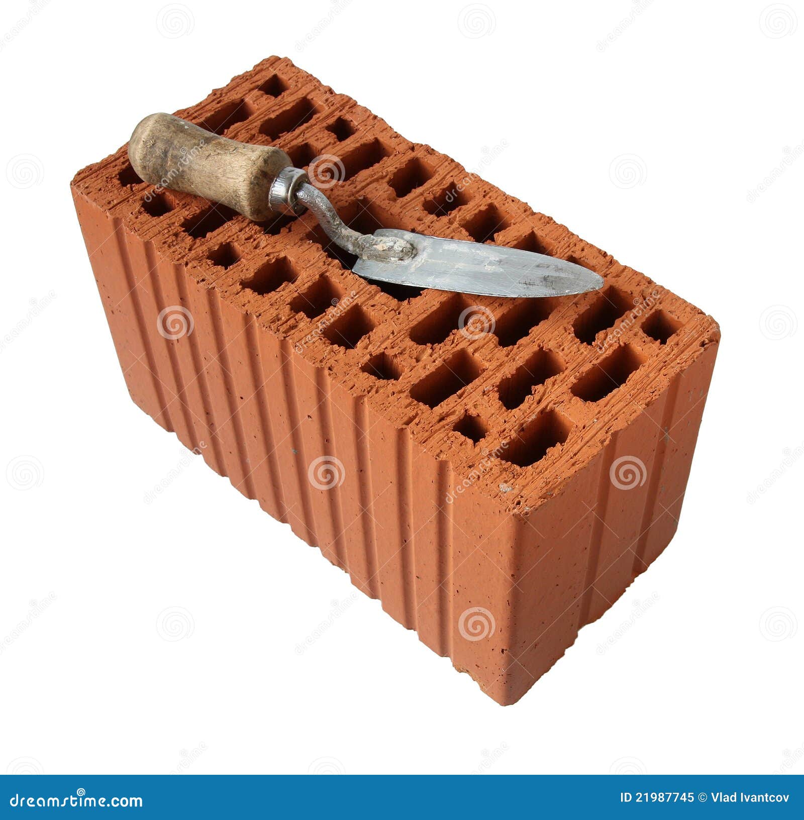 Troffel met rode baksteen. stock afbeelding. Image of enkelvoudig ...