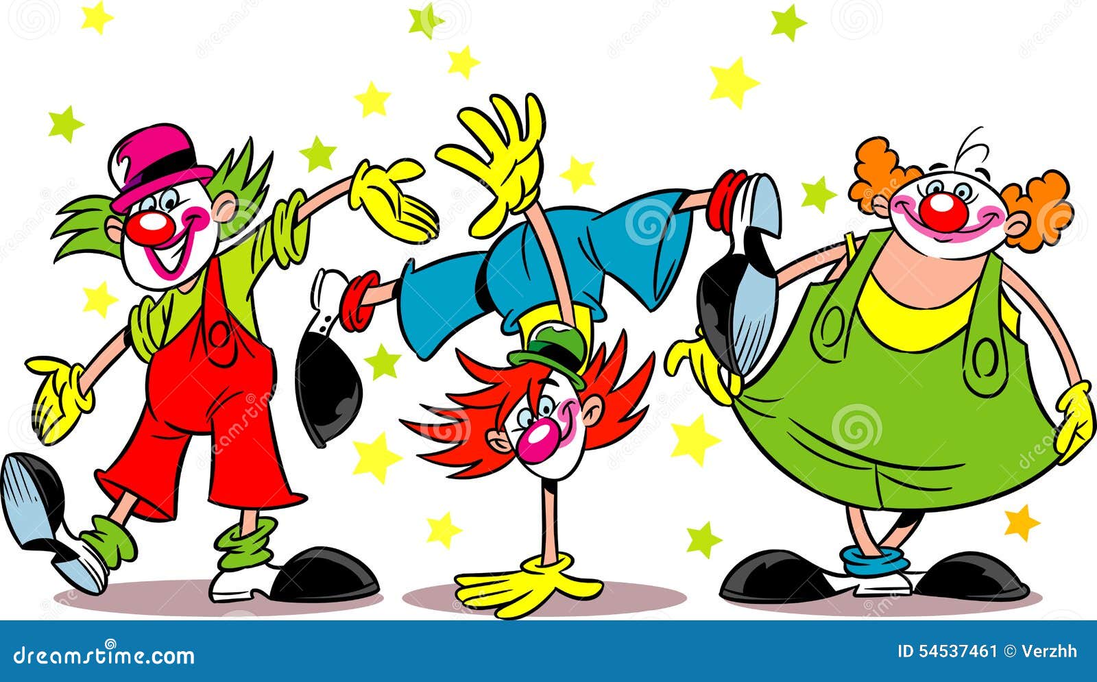 Trois clowns illustration de vecteur. Illustration du chapeau - 54537461