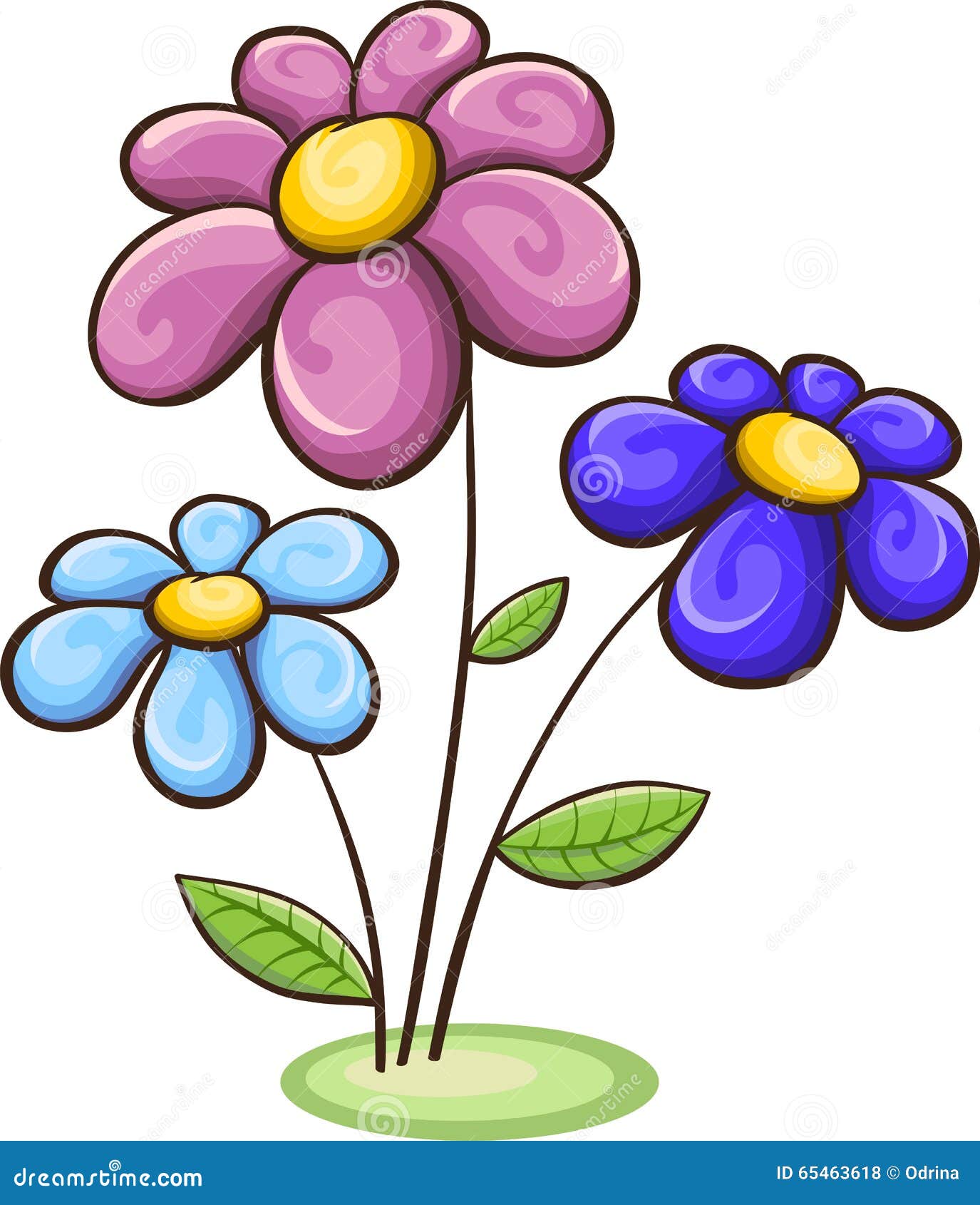 Trois Fleurs De Dessin Animé Illustration de Vecteur - Illustration du ...