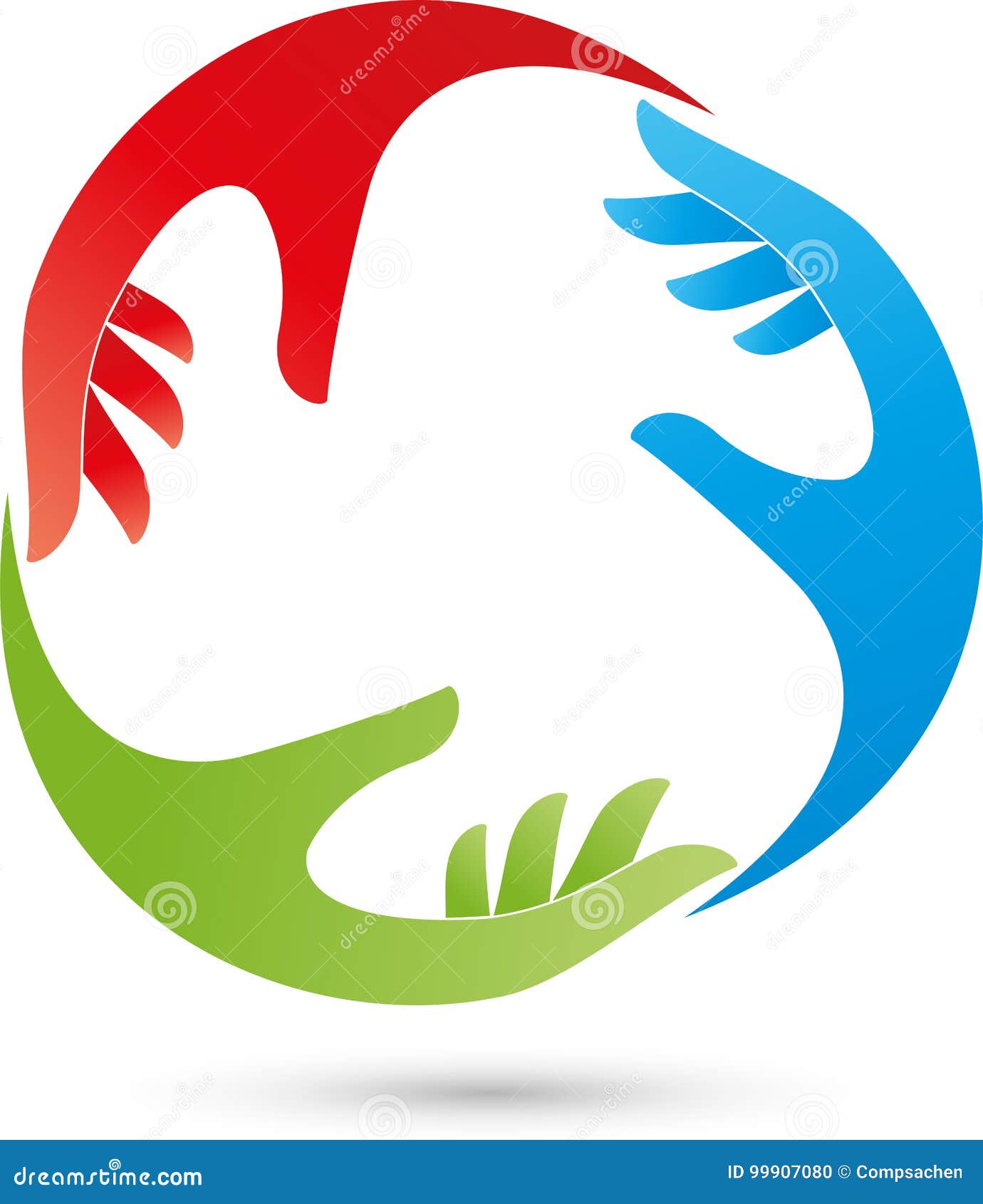 Trois Mains Dans Le Logo De Couleur, D'équipe Et De Mains Illustration ...