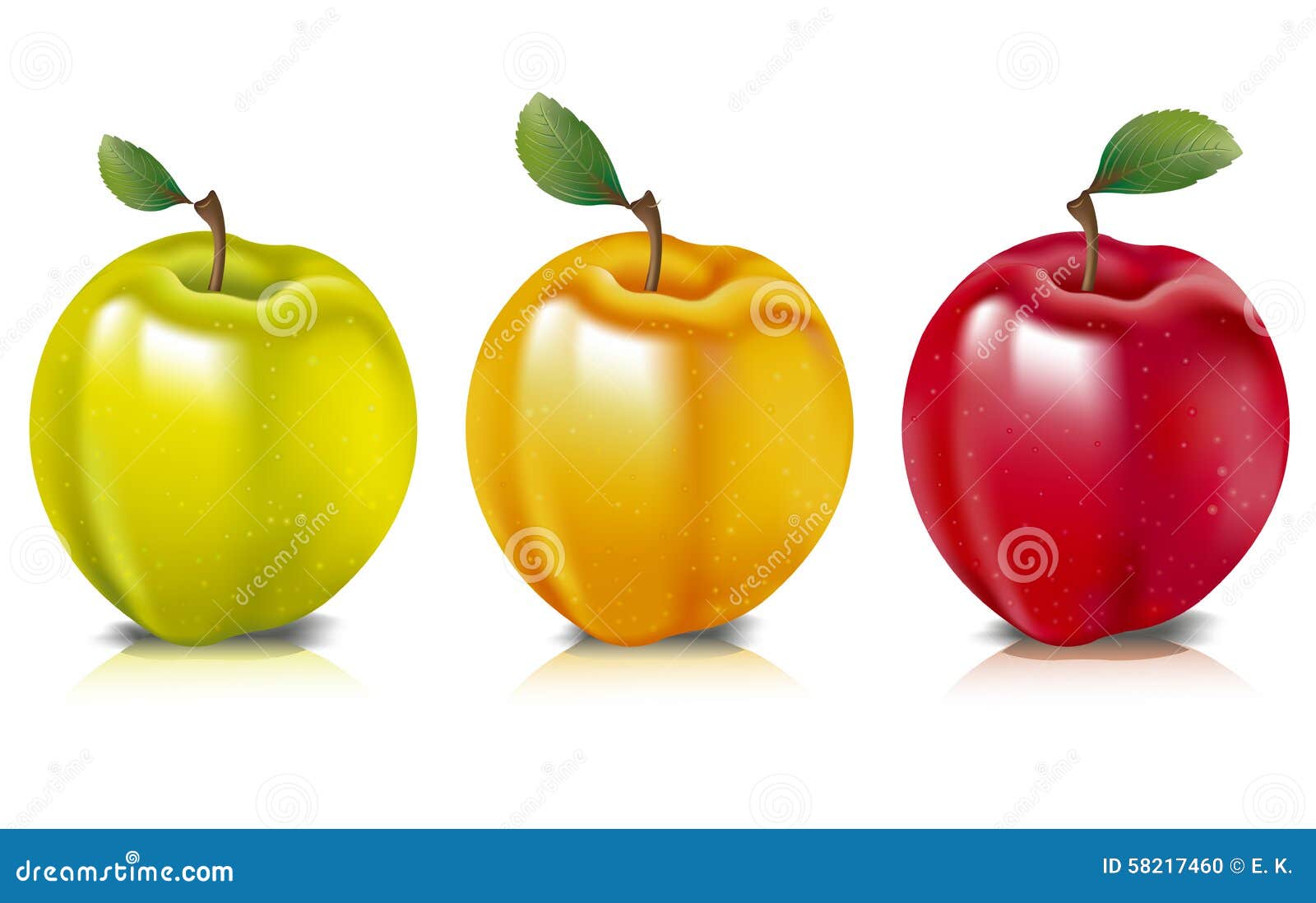 Trois pommes illustration de vecteur. Illustration du vivacité - 58217460