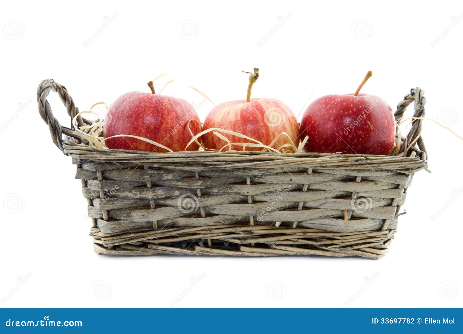 Trois Pommes Dans Un Panier Tubulaire Photo stock - Image du pommes ...