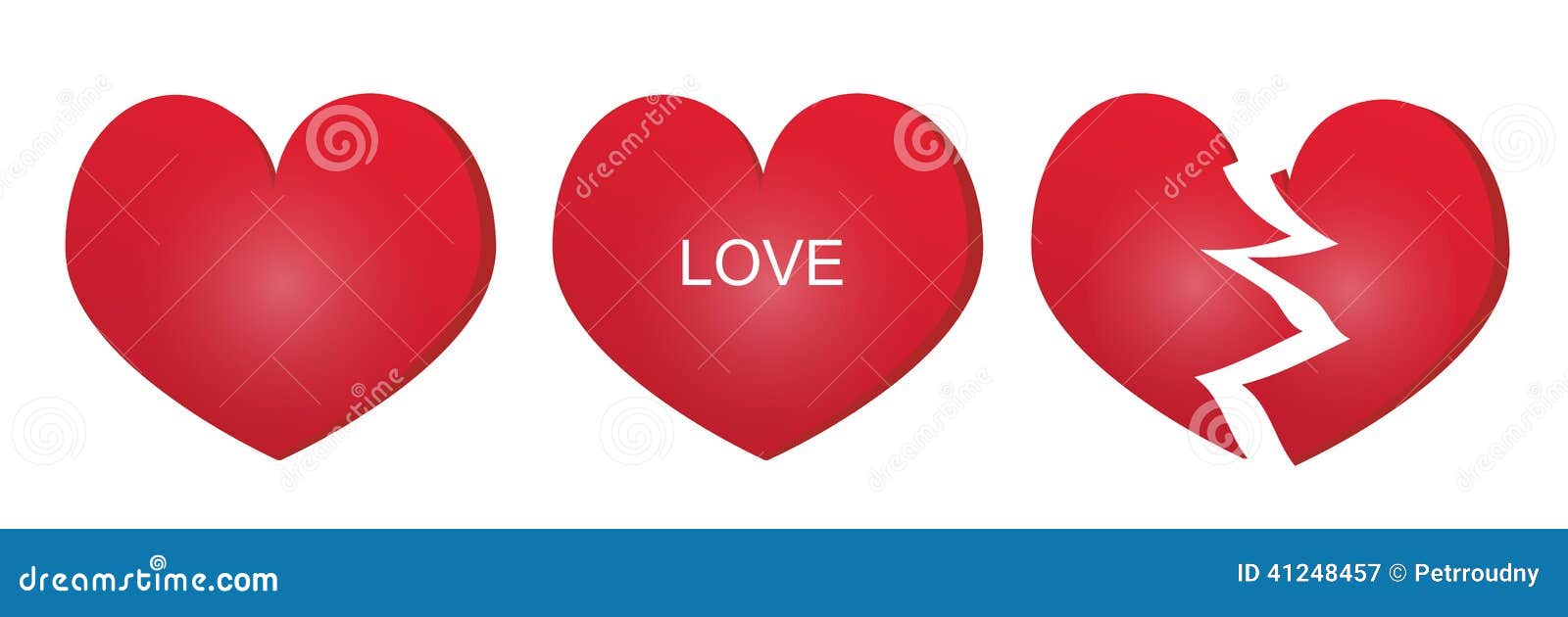 Trois types de coeur rouge illustration de vecteur. Illustration du ...