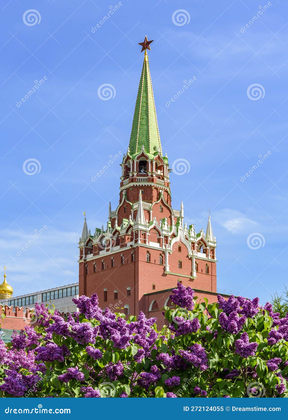 Troitskaya (Trinity) Tower of Moscow Kremlin in Spring, Russia Stock Image - Image of capital ...