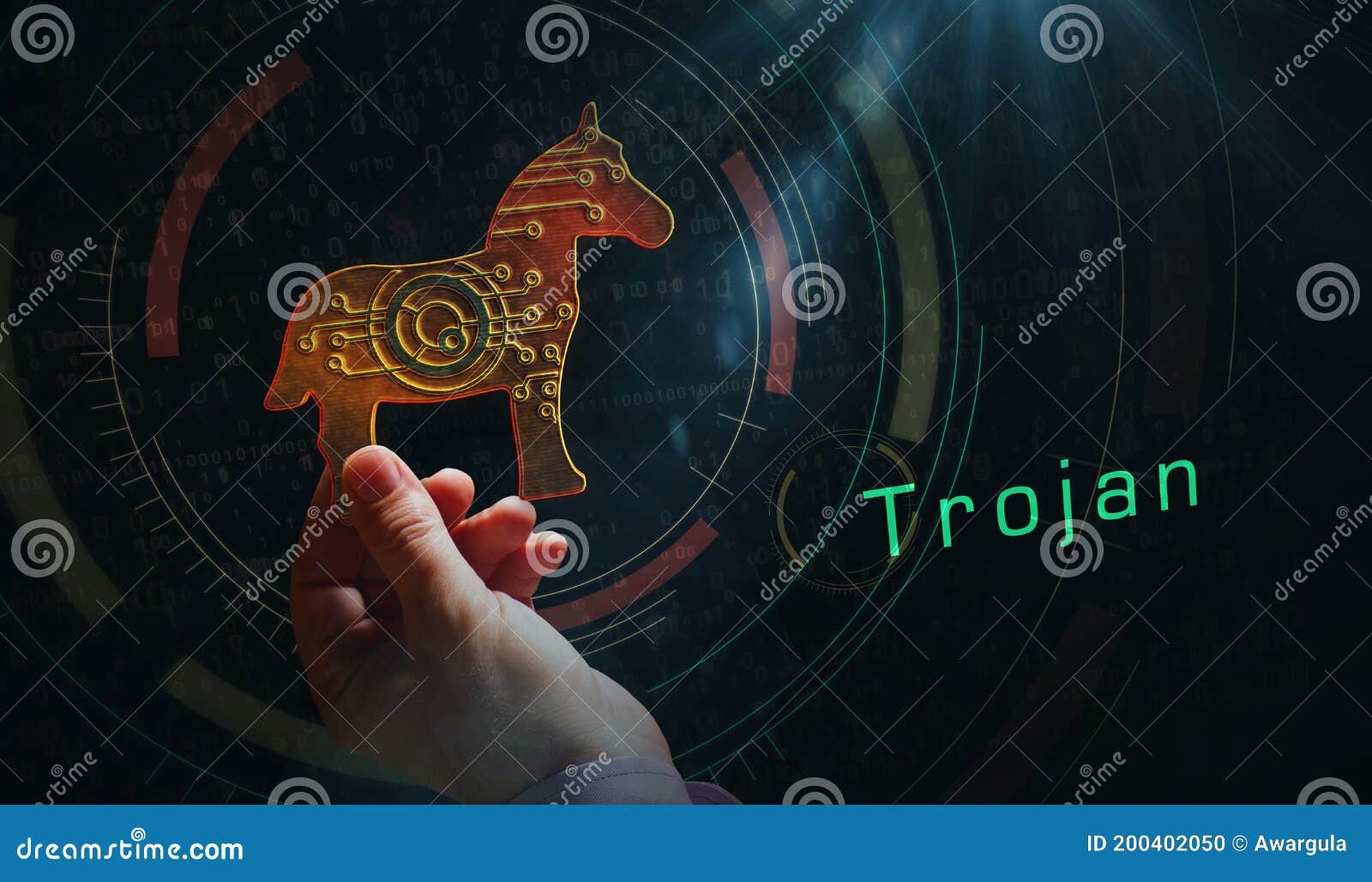 Cyber Attack with Trojan Symbol Digital 3d Illustration Stock ...