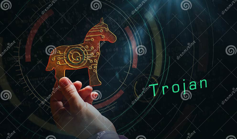 Cyber Attack with Trojan Symbol Digital 3d Illustration Stock ...