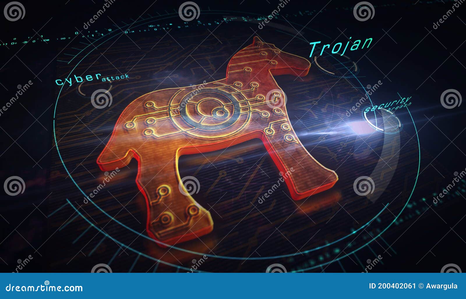 Cyber Attack with Trojan Symbol Digital 3d Illustration Stock ...