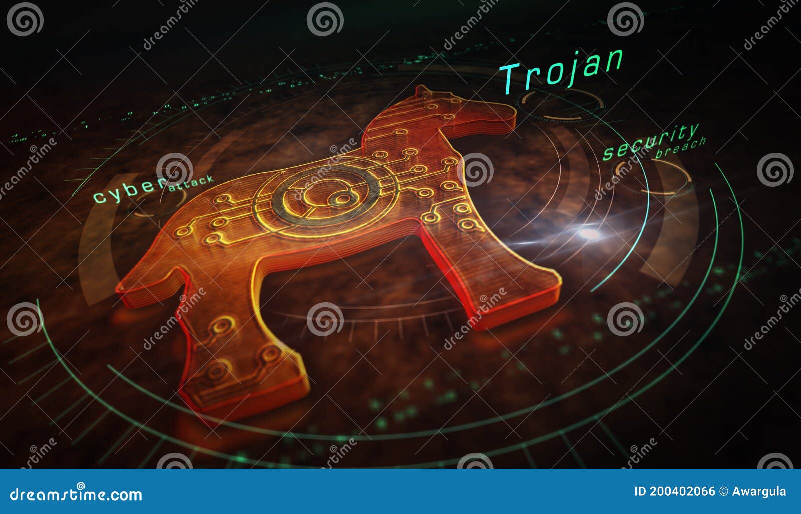 Cyber Attack with Trojan Symbol Digital 3d Illustration Stock ...