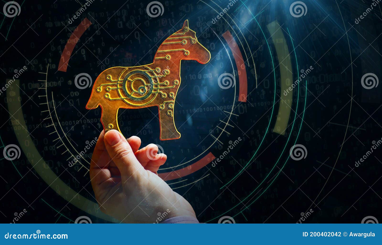 Cyber Attack with Trojan Symbol Digital 3d Illustration Stock ...