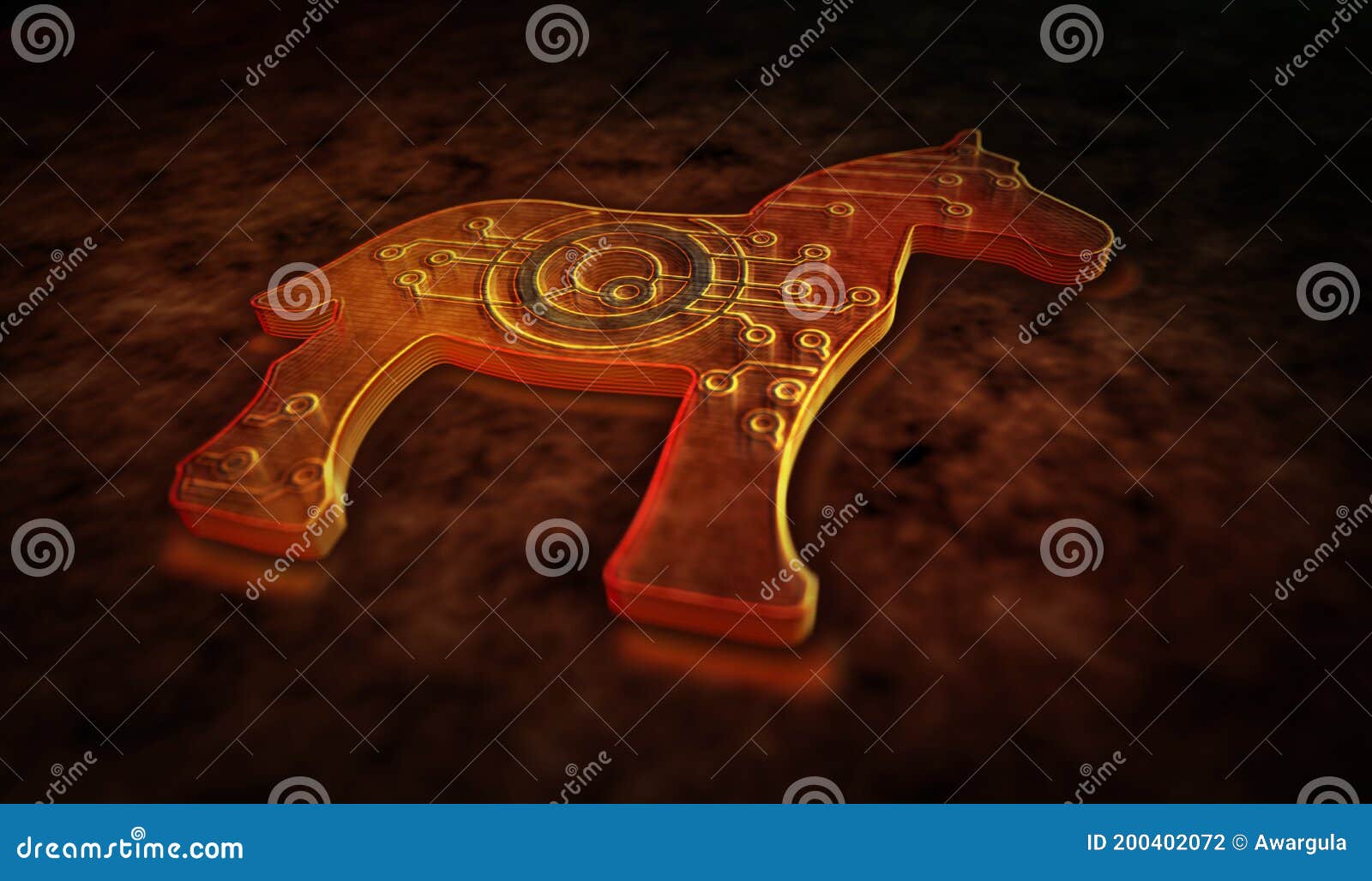 Cyber Attack with Trojan Symbol Digital 3d Illustration Stock ...