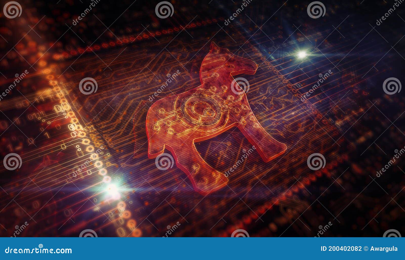 Cyber Attack with Trojan Symbol Digital 3d Illustration Stock ...