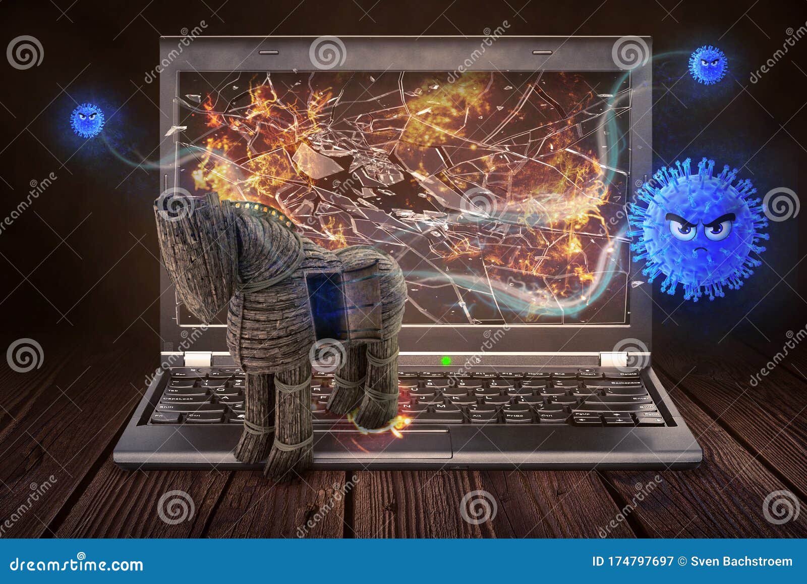 Trojan Breaks through the Firewall from a Computer Stock Image - Image ...
