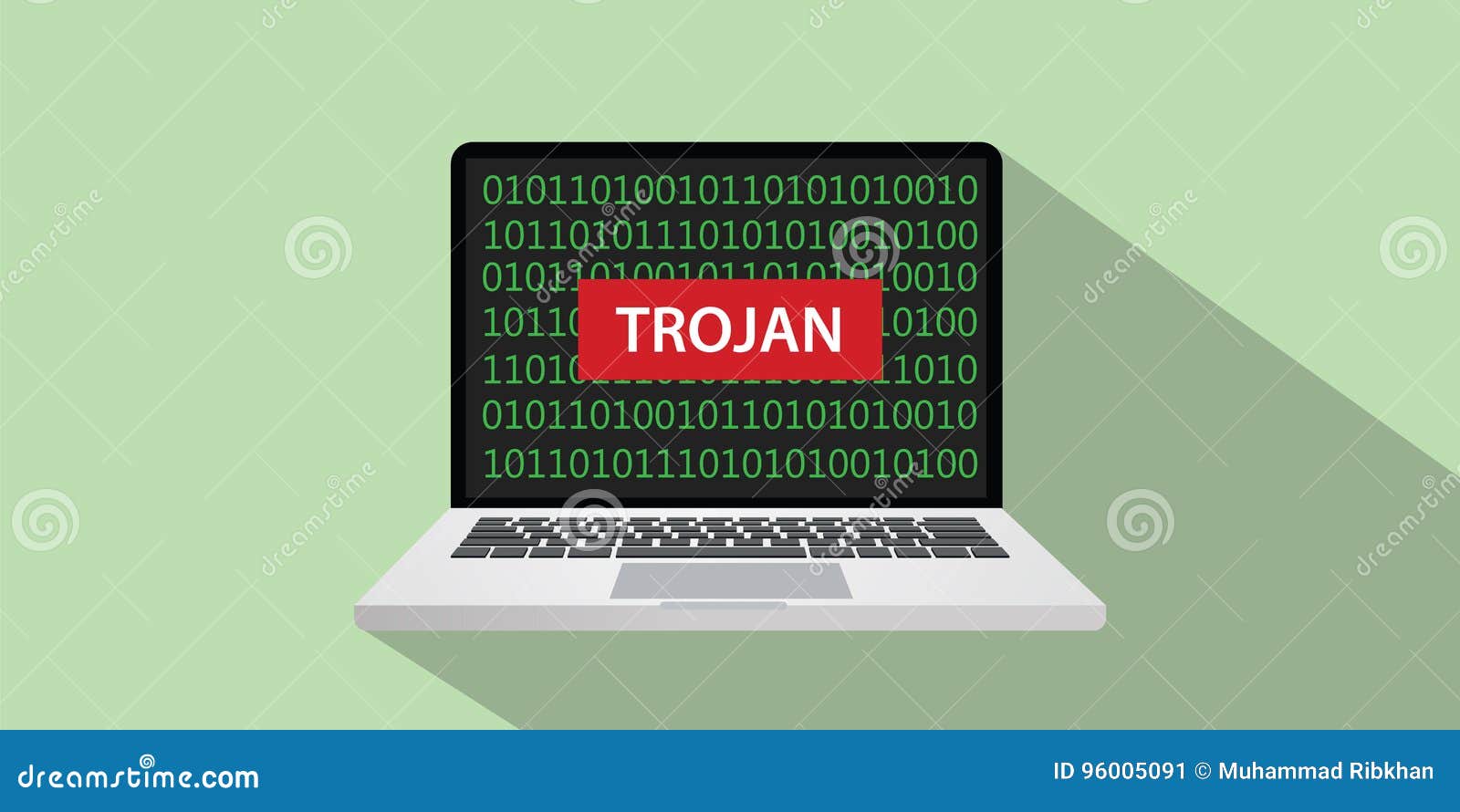 Trojan Hacking Illustration With Laptop And Red Sign On Laptop Screen ...