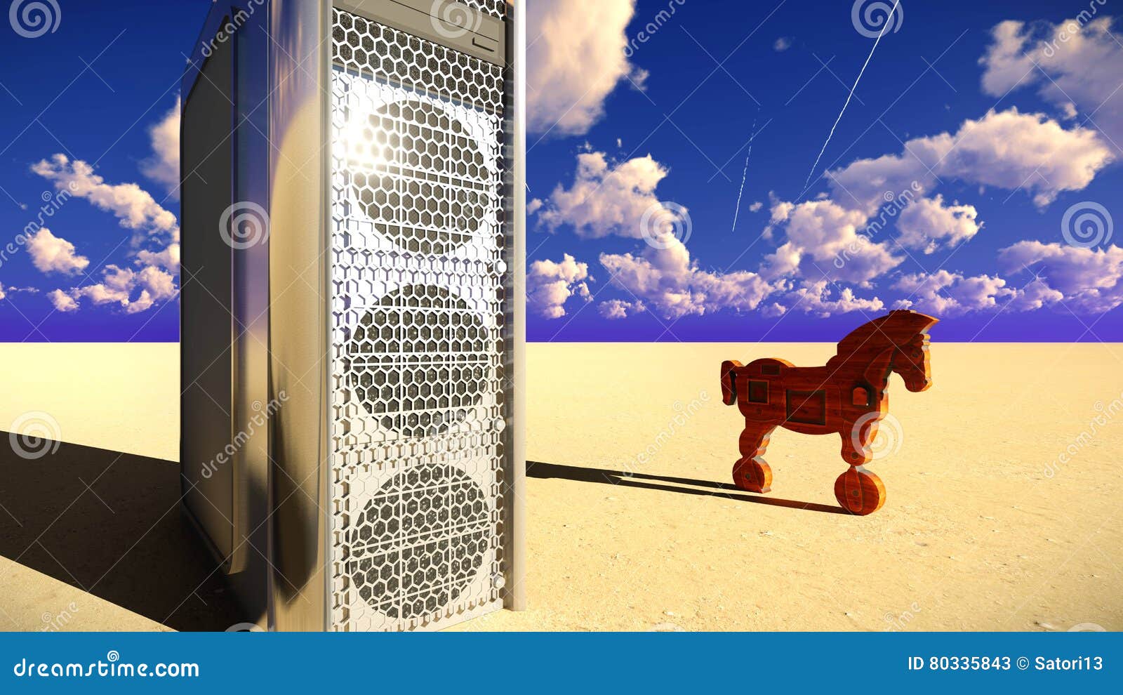 Trojan Horse and Computer 3d Illustration Stock Illustration ...