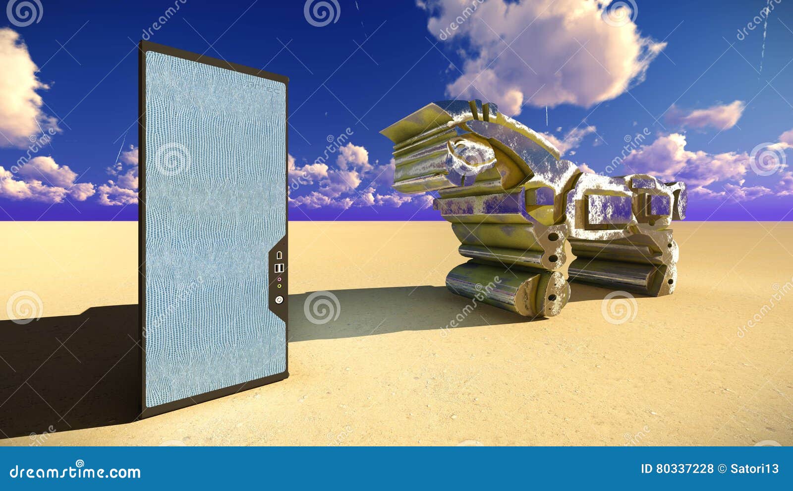 Trojan Horse and Computer 3d Illustration Stock Illustration ...