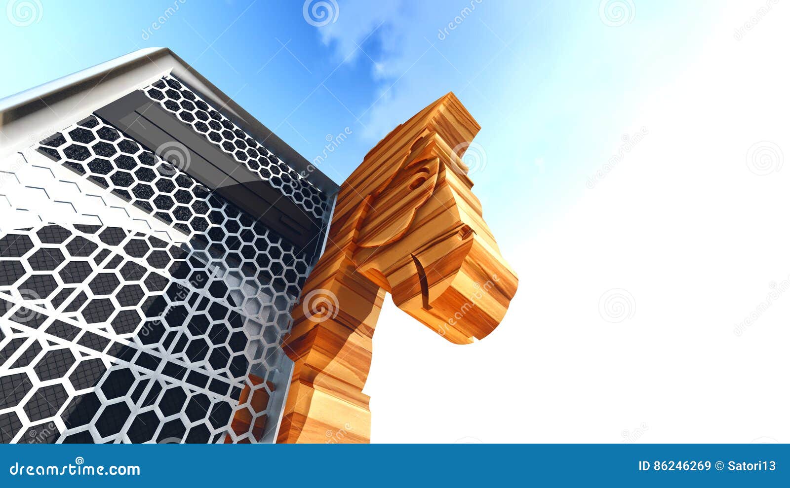 Trojan Horse and Computer 3d Rendering Stock Illustration ...