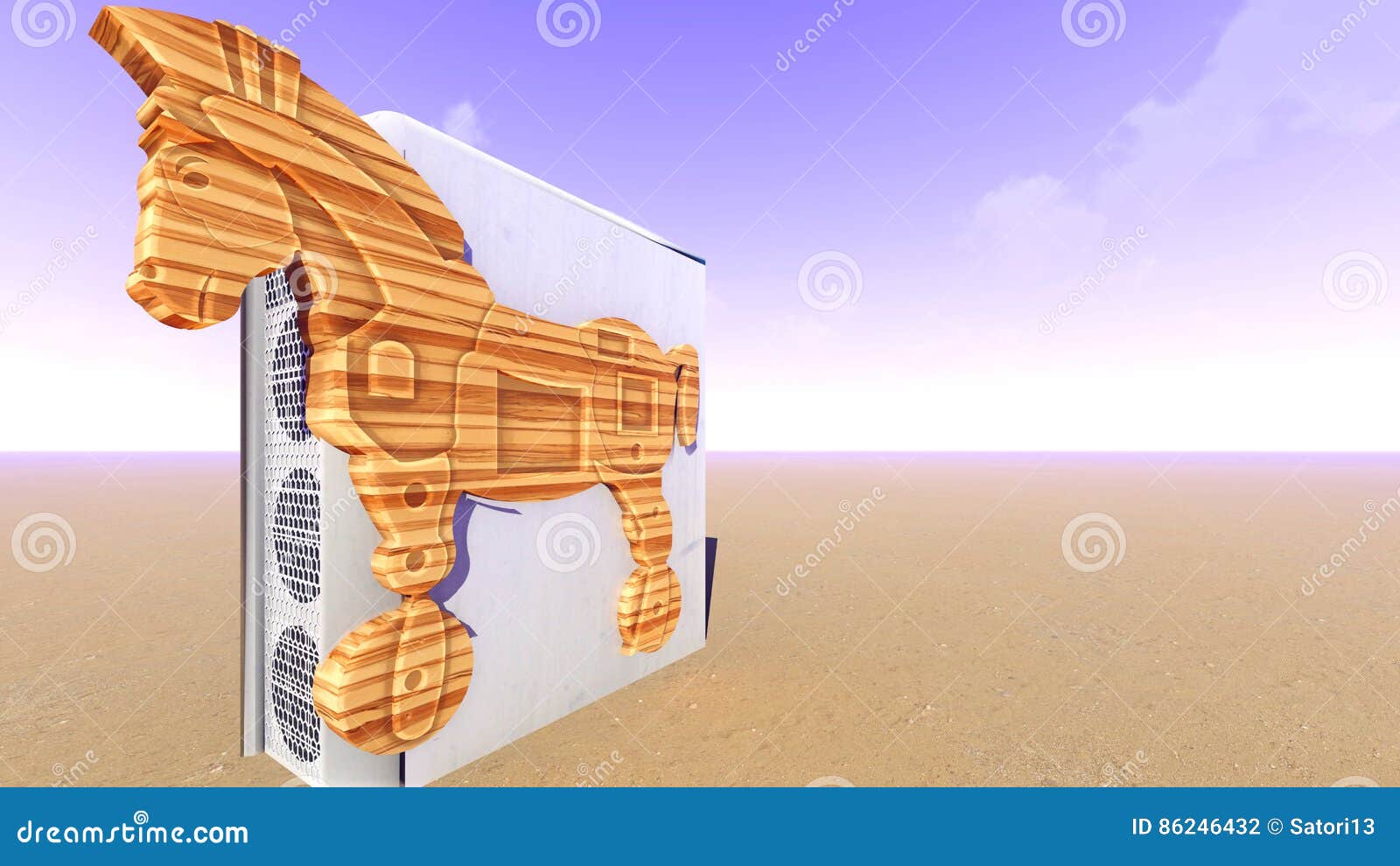 Trojan Horse and Computer 3d Rendering Stock Illustration ...