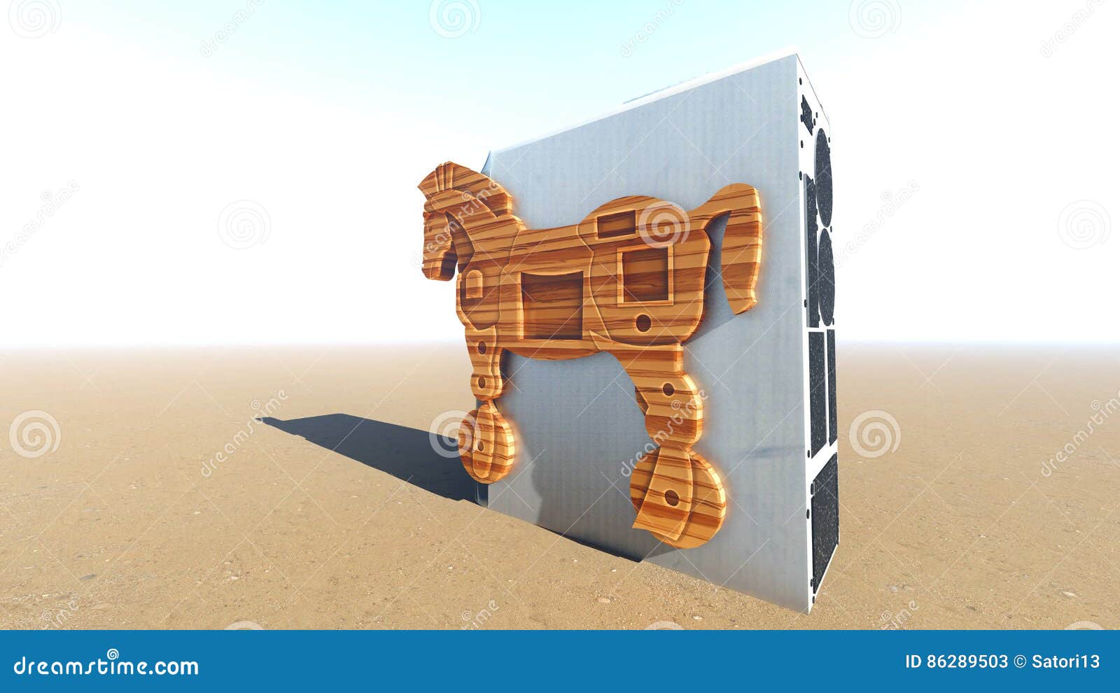Trojan Horse and Computer 3d Rendering Stock Illustration ...