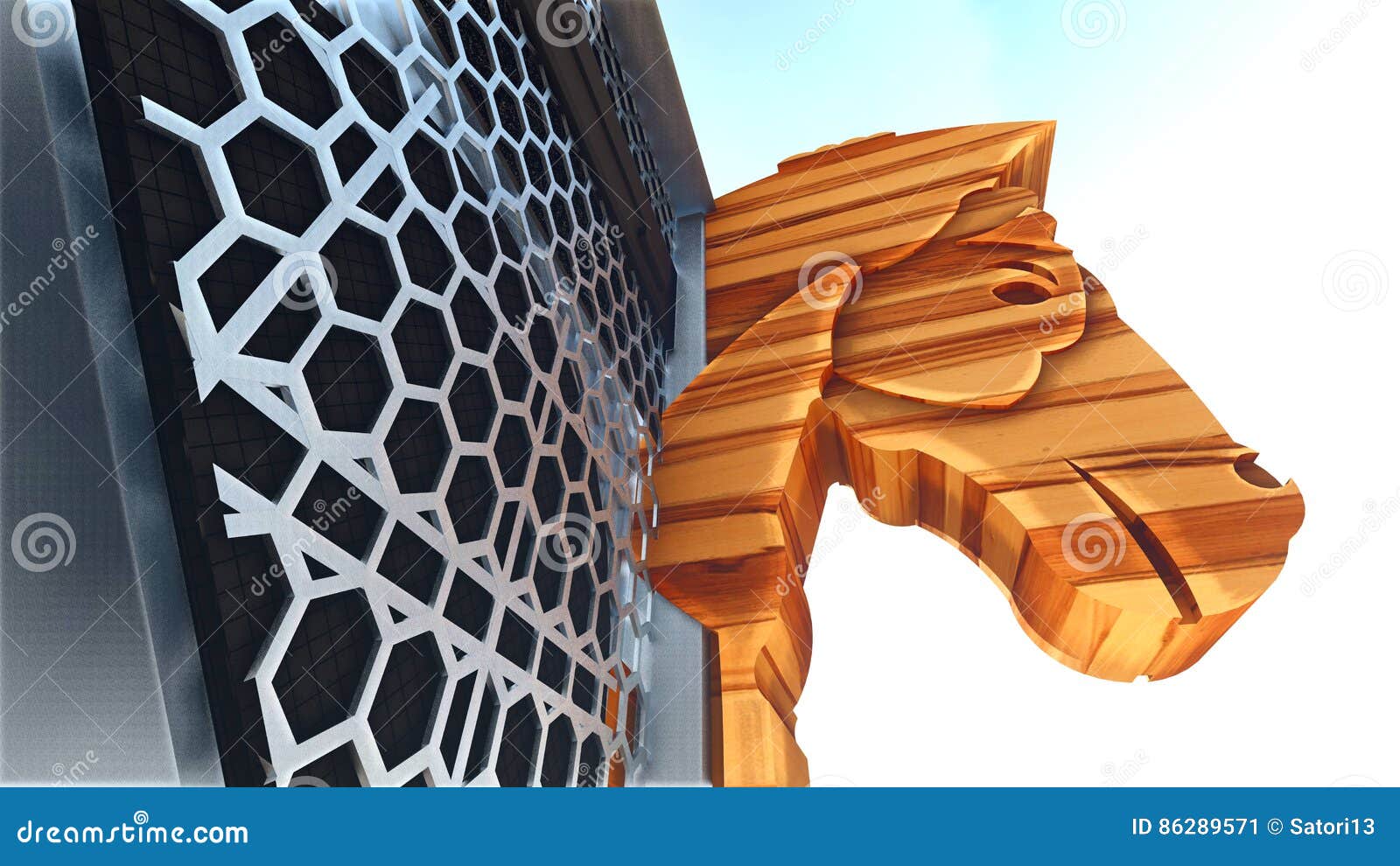 Trojan Horse and Computer 3d Rendering Stock Illustration ...