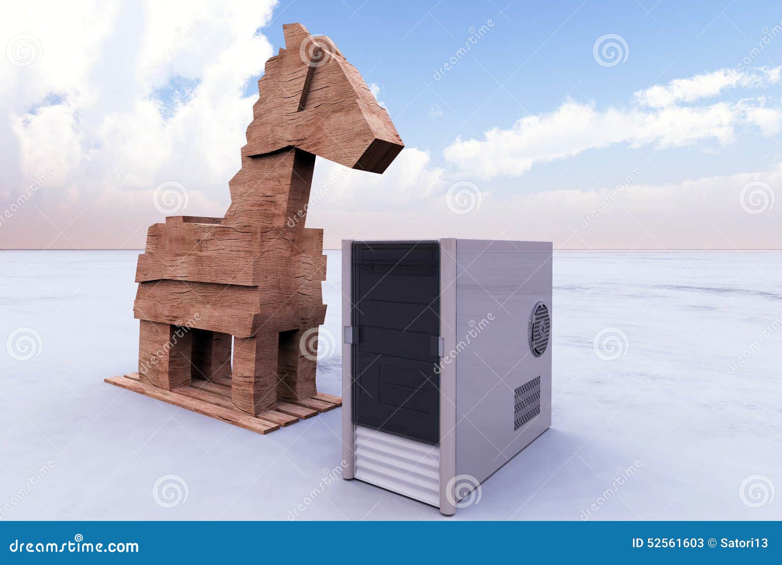 Trojan horse and computer stock illustration. Illustration of legend ...