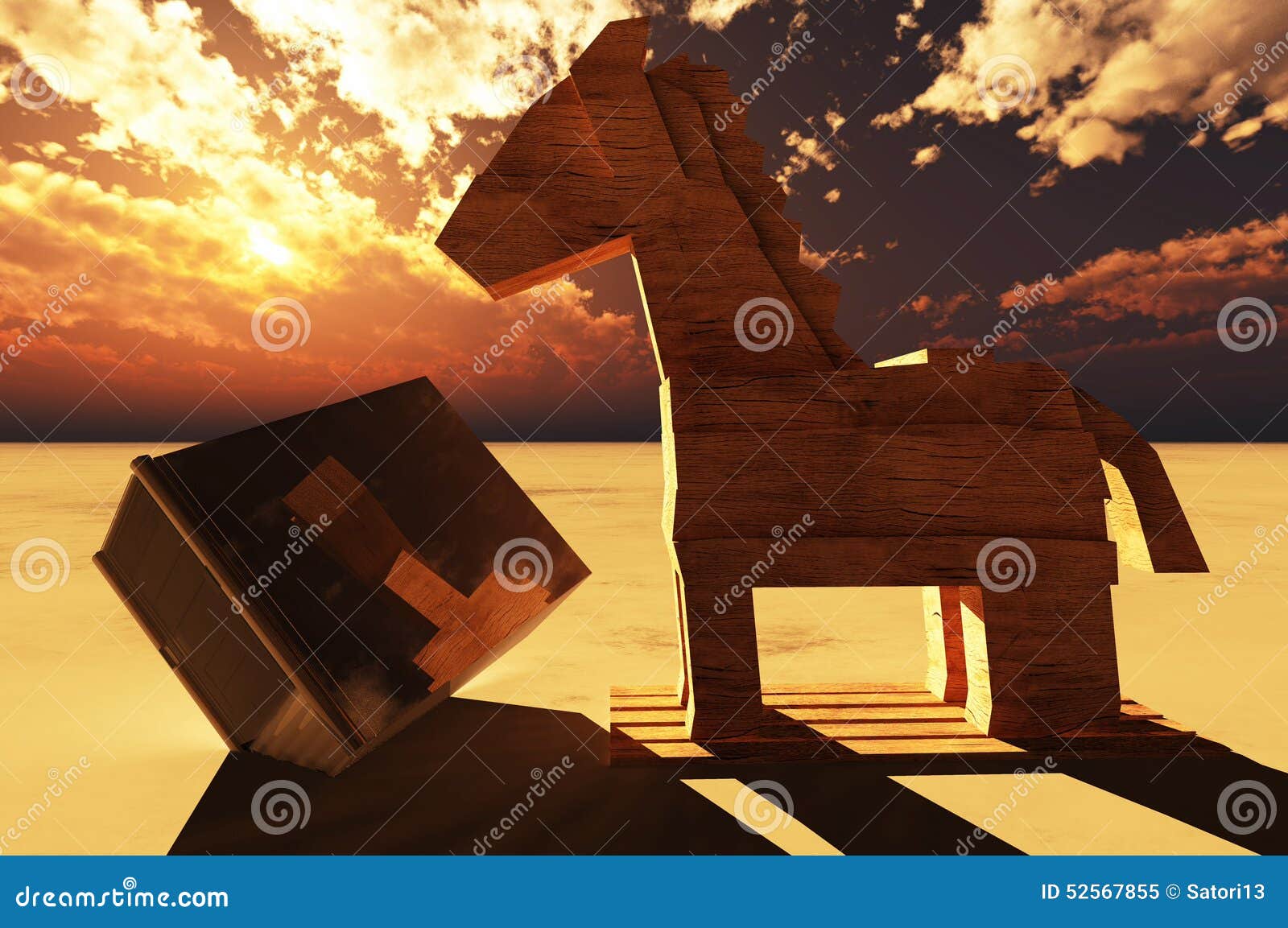 Trojan horse and computer stock illustration. Illustration of ...