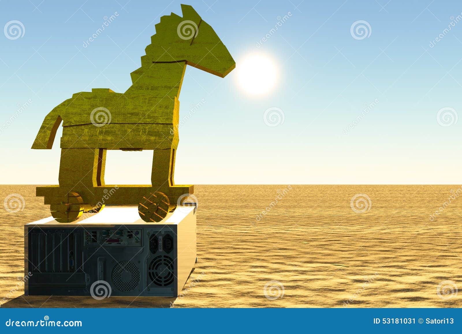 Trojan horse and computer stock illustration. Illustration of maneuver ...