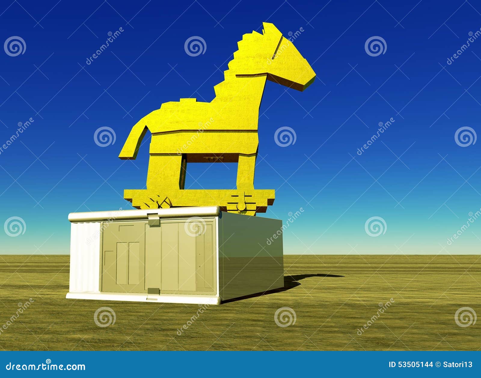 Trojan horse and computer stock illustration. Illustration of horse ...